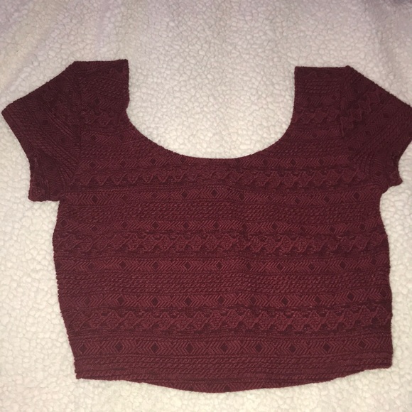Garage | Tops | Textured Dark Red Crop Top | Poshmark